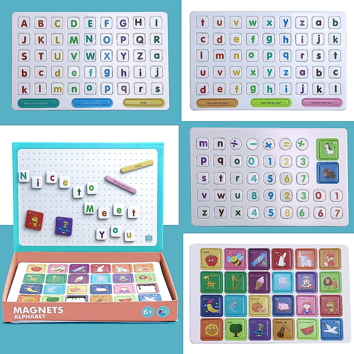 161Pcs Magnetic Letters Numbers Foam Magnets Funny Alphabet Magnets for Fridge Baby Magnets with Zoo and Farm Animals Educational Toy with Magnet Board Spelling Learning Preschool Toy