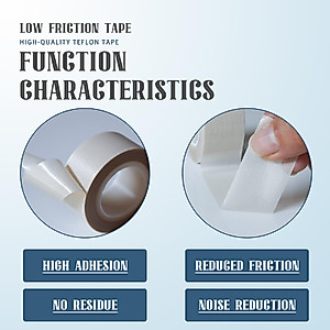 MEBMIK 1 Roll 1 Inch x 33 Feet Low Friction Tape,Drawer Slide Tape,Drawer Glide Tape,Squeak Resistant Tape,Abrasion Resistance Tape,Surface Protection Tape for Drawer,Cabinet,Curtain,Furniture,White