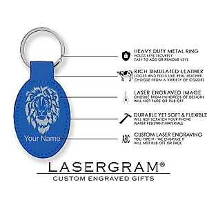 LaserGram Oval Keychain, Old Farm Tractor, Personalized Engraving Included (Dark Blue)