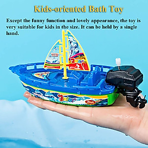 NEXTAKE Wind-up Boat Bathtub Toy Set, Funny Windup Speed Boat Bathtub Toy Jet Ski Clockwork Sailboat Water Toy Motorboat Tub Toy for Kids (Motorboat+Sailboat+Speed Boat)