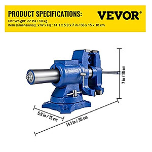 BestEquip 4" Heavy Duty Bench Vise , Double Swivel Rotating Vise Head/Body Rotates 360° ,Pipe Vise Bench Vices 15Kn Clamping Force,for Clamping Fixing Equipment Home or Industrial Use
