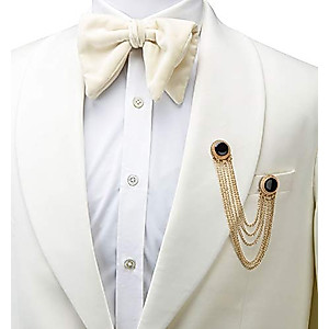 Knighthood Brooch Pin Gold and Black Enamel and Set of Hanging Chain Detailing Formal Brooch Suit Stud Lapel Pin