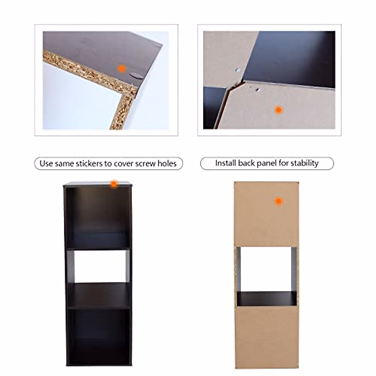 PACHIRA E-Commerce US Wooden Cube Storage Organizer, Unit Shelf, Closet Cabinet, Bookshelf File in Living Room, Bedroom, Study 3 Cube, Dark Brown