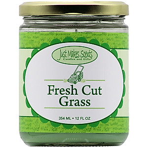 Fresh Cut Grass Scented Blended Soy Candle by Just Makes Scents (12 oz)