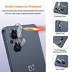 [2+2] Pack Privacy Screen Protector Design for OnePlus Nord N20 5G, 2 Pack Anti-spy Screen Protector 9H Tempered Glass and 2 Pack Camera Lens Protector, Bubble Free, Anti-Scratch, Case-Friendly (OnePlus Nord N20 6.43 inch)