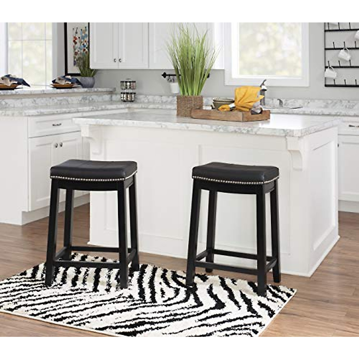 Linon Claridge Counter Stool, Black, 26" x 18" x 12.75"