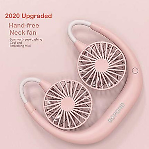 Neckband Fan Hands Free Neck Fan Portable Neck Fans Rechargeable Personal Hanging Neck Fan USB Fan 2000Mah 3 Speed Personal Sports Fan Around Neck for Women - Pink