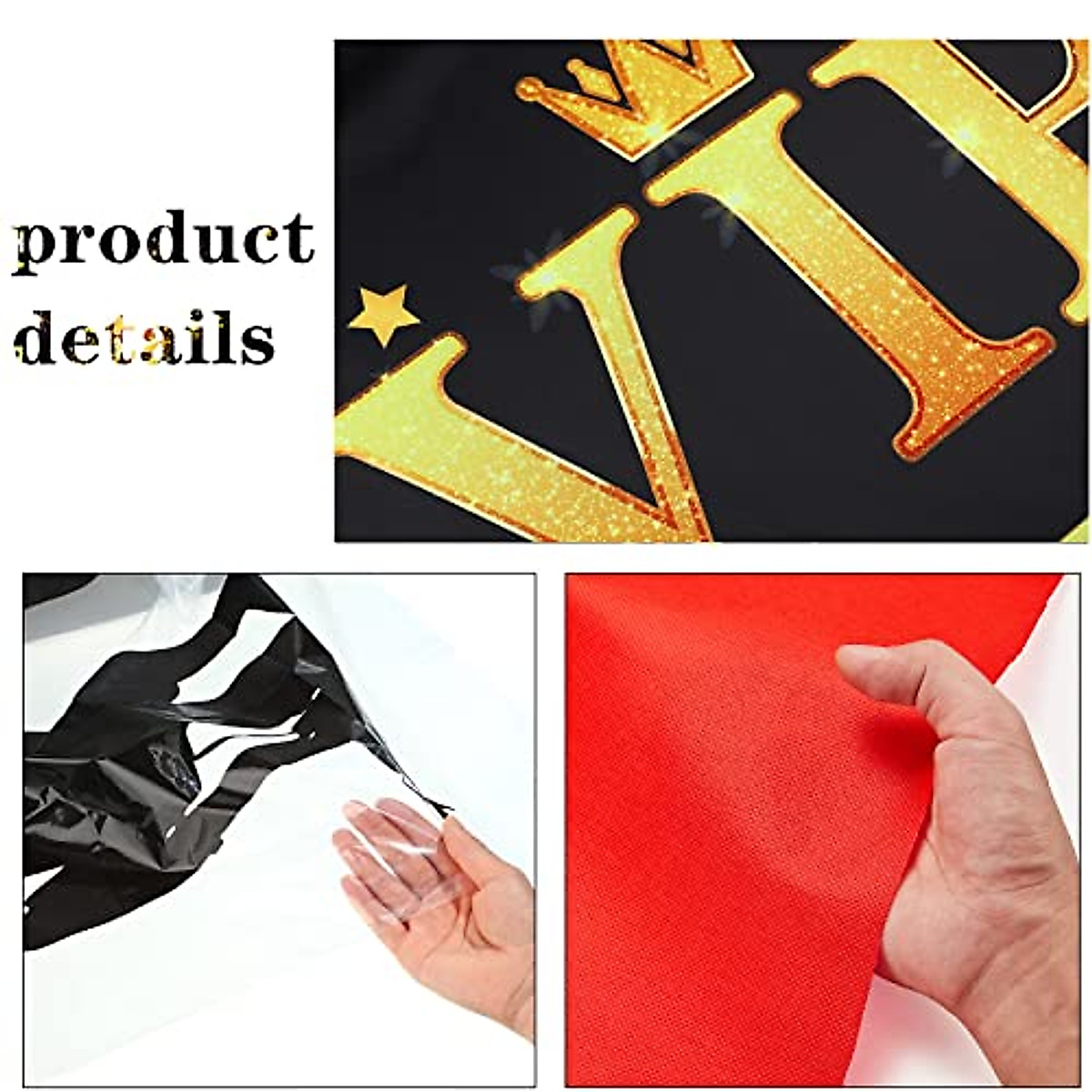 6.5 x 5 ft VIP Photography Backdrop Red Carpet Backdrop Film Movie Banner Paparazzi Props Party Accessory and Runner Red Carpet Runner 2.6 x 15 ft with Carpet Tape for Theme Party Decorations