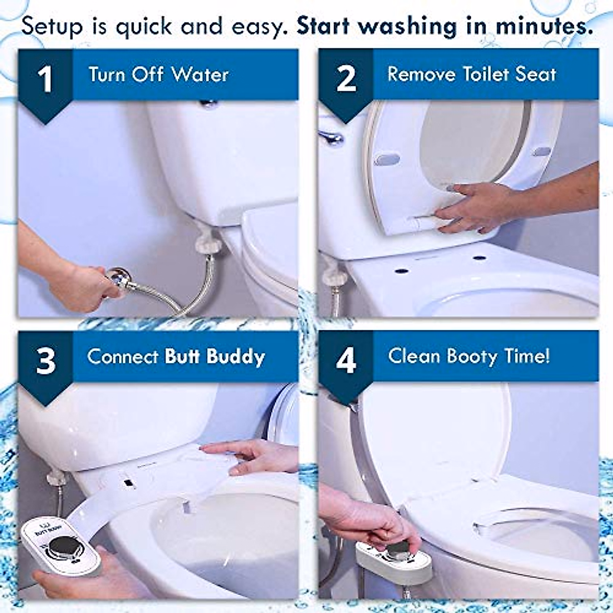 BUTT BUDDY - Bidet Toilet Seat Attachment & Fresh Water Sprayer (Easy to Install, Universal Fit, No Plumbing or Electricity Required | Self-Cleaning Nozzle, Adjustable Pressure Control, USA Stock)