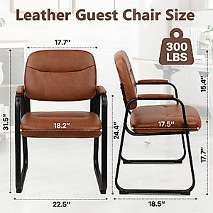 CLATINA Waiting Room Guest Chair with Bonded Leather Padded Arm Rest Modern Style with Sled Base for Office Reception and Conference Desk Black 1Pack