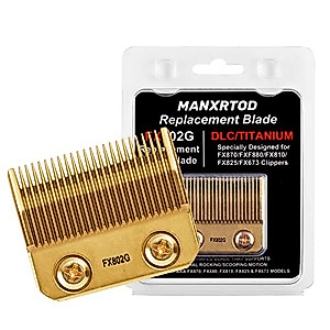 FX802G Replacement Blades Compatible with BaBylissPRO FX870/FXF880/FX810/FX825/FX673N Clippers, DLC Replacement Taper Blades for BaByliss Clipper Blades, Gold