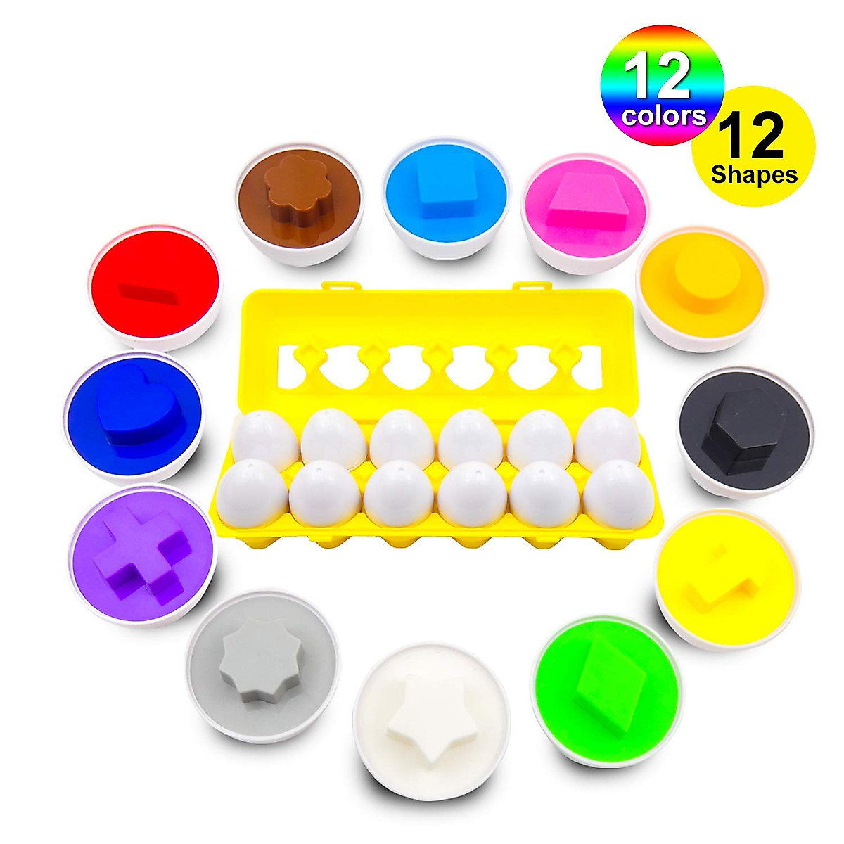 Skoolzy Montessori Toys for Toddlers - Shape Eggs and Counting Stacking Peg Board Toys