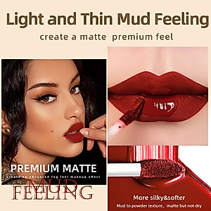 Aseawave Matte Liquid Lipstick Makeup Set, Pigmented Long Lasting Lip Gloss Set, Non-Stick Cup Not Fade Professional Lip Makeup Gift Kit for Women