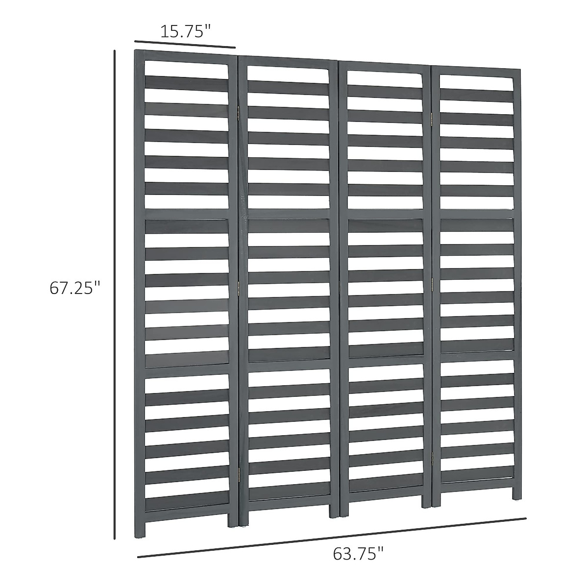 HOMCOM 5.6' Tall 4-Panel Room Divider and Folding Privacy Screen, Louvred Freestanding Privacy Divider, Partition Wall for Indoor Bedroom Office, White Grey