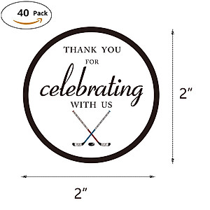 MAGJUCHE Hockey Thank You Stickers, Birthday Baby Shower Sticker Labels, Gifts, Decorations, 2 Inch Round, 40-Pack