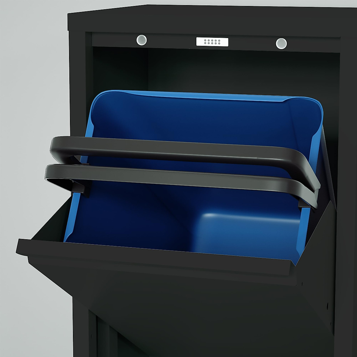 Tilt-Out Trash Can Cabinet with 2 Garbage Cans - Waste Storage Solution for Kitchen and Garage | Tilt Out Trash Can Cabinet | Garbage Can Cabinet | kitchen Garbage Can Holder (Black, 2 Buckets)