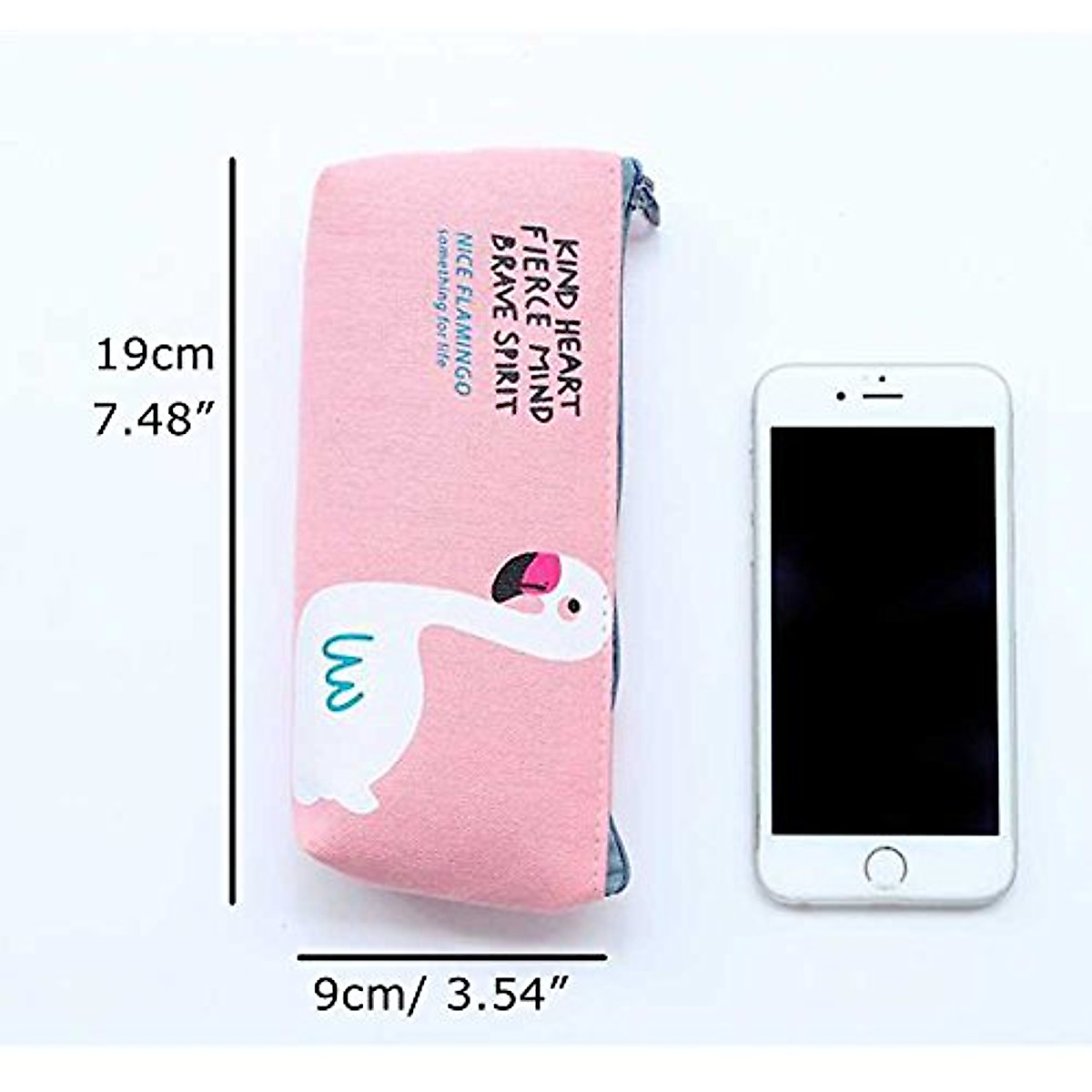 iToolai Canvas Pen Pencil Case Bag Zipper Travel Pouch Cosmetic Bags (Pack of 4, Flamingo and Cactus)