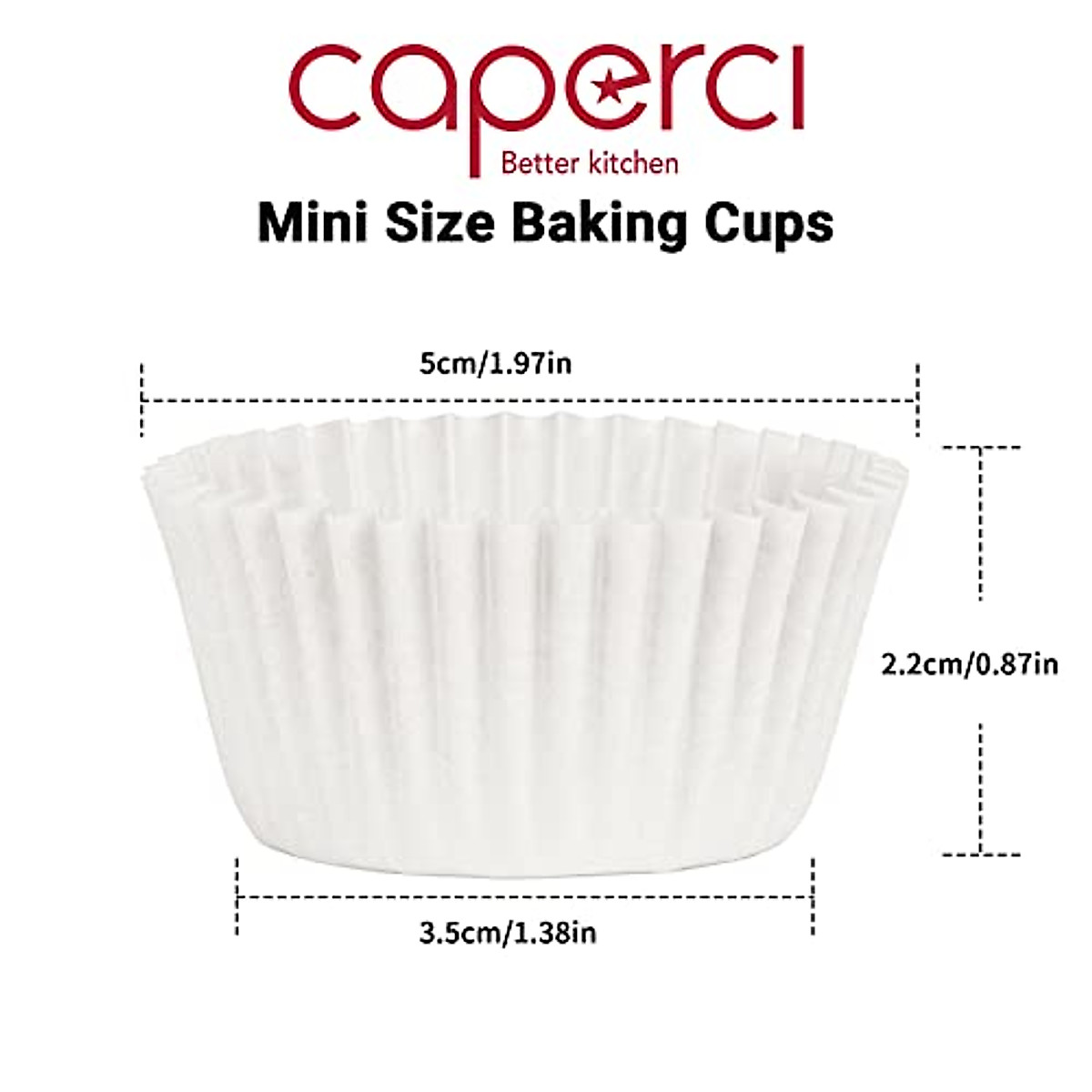 Caperci 500 Count Mini Cupcake Liners White Muffin Liners Greaseproof No Smell Small Cupcake Wrappers Baking Cups