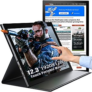 EVICIV Portable Monitor Touchscreen, 12.3” Touchscreen Display 1920x1280, 1200:1, 100% sRGB, 300 Nits Brightness Ultrawide IPS Portable Computer Monitor for Laptop/Gaming/Raspb Pi/Phone