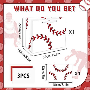 Jiaoiudi Baseball Party Bags with Tissue Paper Greeting Card Baseball Gift Bags Large with Handles Baseball Goodie Bags