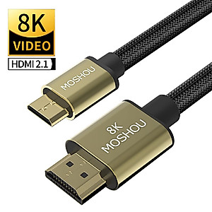 Mini HDMI to HDMI 8K Cable[Gold-plated shell,Braided] High Speed 4K@120Hz 4K@60Hz HDMI 2.1 Cord,Compatible with Nikon,Canon EOS,Camera,Camcorder,Tablet,Graphics Video Cards,Pico Projector(12 Feet)