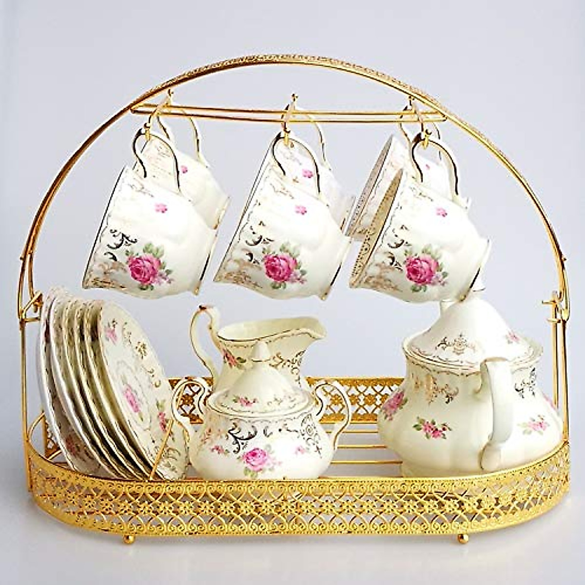 Piscepio Mug Holder Coffee Mug Rack Coffee Cup Holder Stand Dishes Organizer Wrought Iron Mug Drainer Storage Drying Rack for Counter Cabinet Table Kitchen Restaurant Office (Gold A)