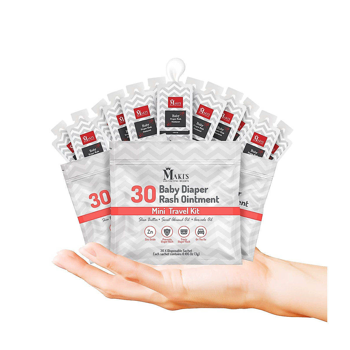 3 Pack - Maki's Baby Diaper Cream x 30 Individually Wrapped Packets | Value Pack | Diaper Cream and Ointment for Treatment & Prevention of Diaper Rash | Safe for Baby's Sensitive & Delicate Skin