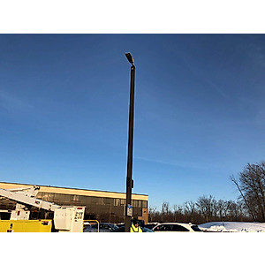 CHIUER 15FT 4'' Straight Square Steel Light Pole with Removable Round Top Adapter and All Accessaries Including Anchor Bolts Top Cover Bronze Fnish (15FT - 4'')