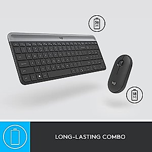 Logitech MK470 Slim Wireless Keyboard and Mouse Combo - Modern Compact Layout, Ultra Quiet, 2.4 GHz USB Receiver, Plug n' Play Connectivity, Compatible with Windows - Graphite