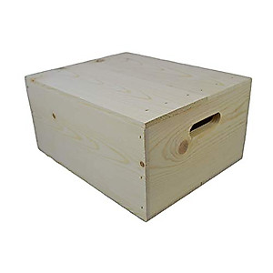 Wooden Pine Box with Hand Holes and a Drop on Lid