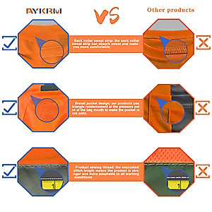 AYKRM Safety Shirts for Men Long Sleeve Safety T Shirt Reflective High Visibility hi vis Long Sleeve T Shirt (Orange, L)