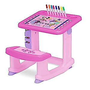 Disney Minnie Mouse Draw and Play Desk by Delta Children – Includes 10 Markers and Coloring Book, Pink