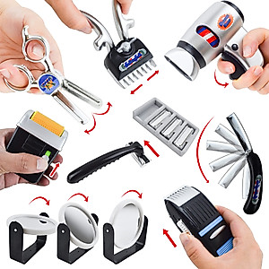 JOYIN 23Pcs Pretend Play Shaving & Grooming Kit for Kid, Boy Girl Barber Set w/ Storage Box, Toddler Hair Cutting Playset w/ Shaver, Scissors, Dryer, Razors for Boys Birthday, Presents Toys