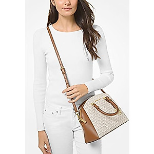 MICHAEL Michael Kors Maxine Medium Logo Leather Dome Satchel (Vanilla/Acorn)