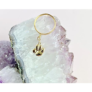 14K Gold-Filled Puppy Paw Charm Ring, 14K Gold-Filled Ring, Smooth Textured Thin Band, Animal Pet Lovers Gift, Jewelry Inspirations