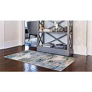 Unique Loom Chromatic Collection Modern & Vibrant Abstract Area Rug For Any Home Décor (8' 0 x 10' 0 Rectangular, Light Blue/ Beige)