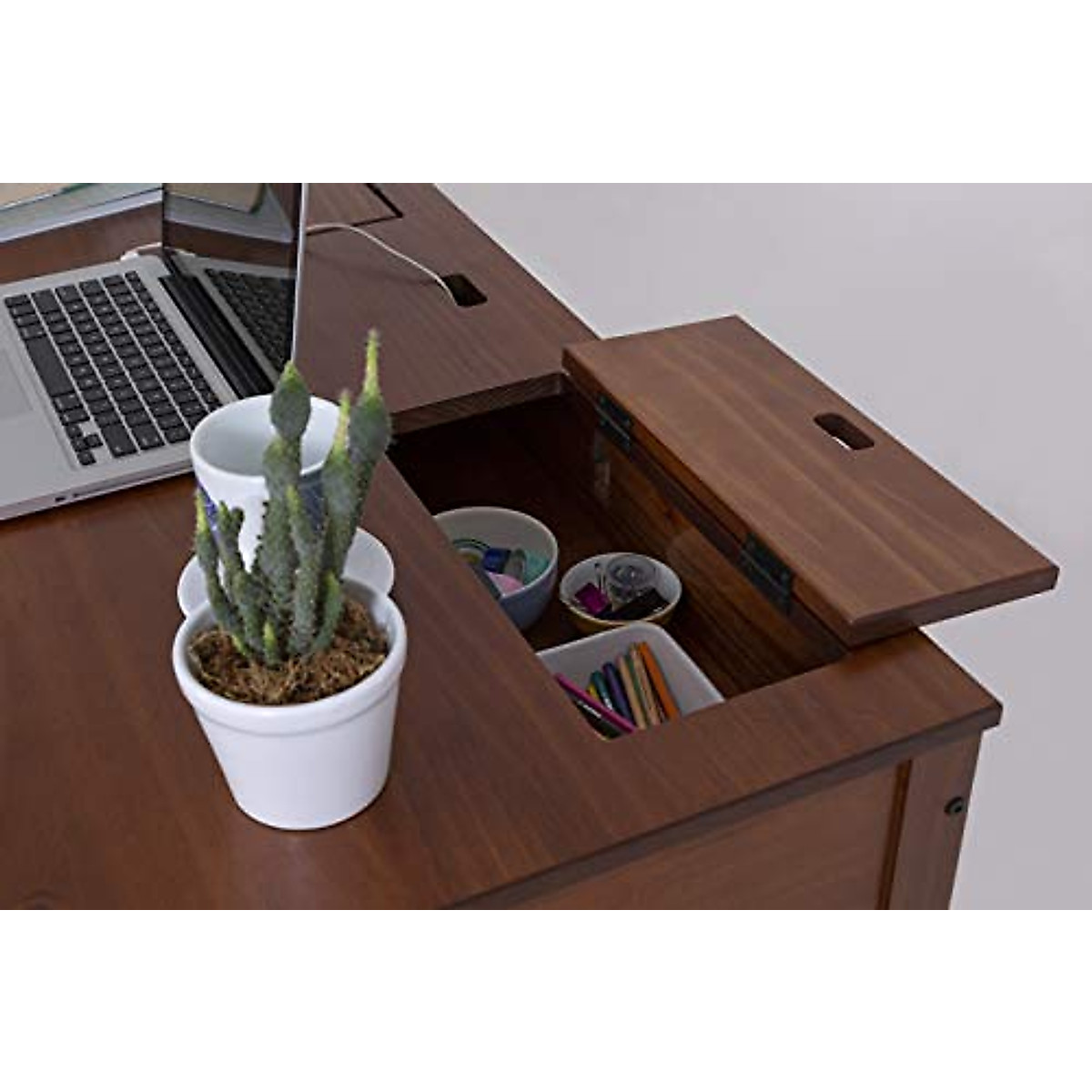 memomad Bali Home Office Solid Wood Desk with Drawers (Caramel)