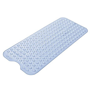 AmazerBath Baby Blue Bathtub Mat Non Slip Bath Mat for Tub, 40 x 16 Inches Bath & Shower Safety Mats with Suction Cups and Drain Holes, Extra Large Shower Mat