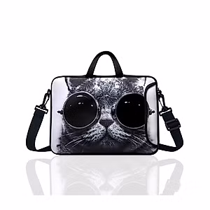 10-Inch Laptop Shoulder Bag Sleeve Case with padded handle for 9.6” 9.7" 10" 10.1" 10.5" Ipad/Netbook/Tablet/Reader (Grey Cat)
