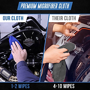 M1 MOTO Fast Detailer Motorcycle Cleaner, Pro Polish Plus Sealer Spray, All-in-One Every Surface Motorcycle Cleaning Kit with Microfiber Cloth, Quick Detailer, 16 FL OZ