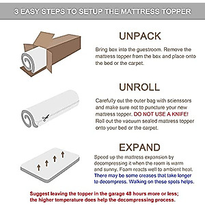 LuxErgo 3 Inch Memory Foam Mattress Topper, Twin XL