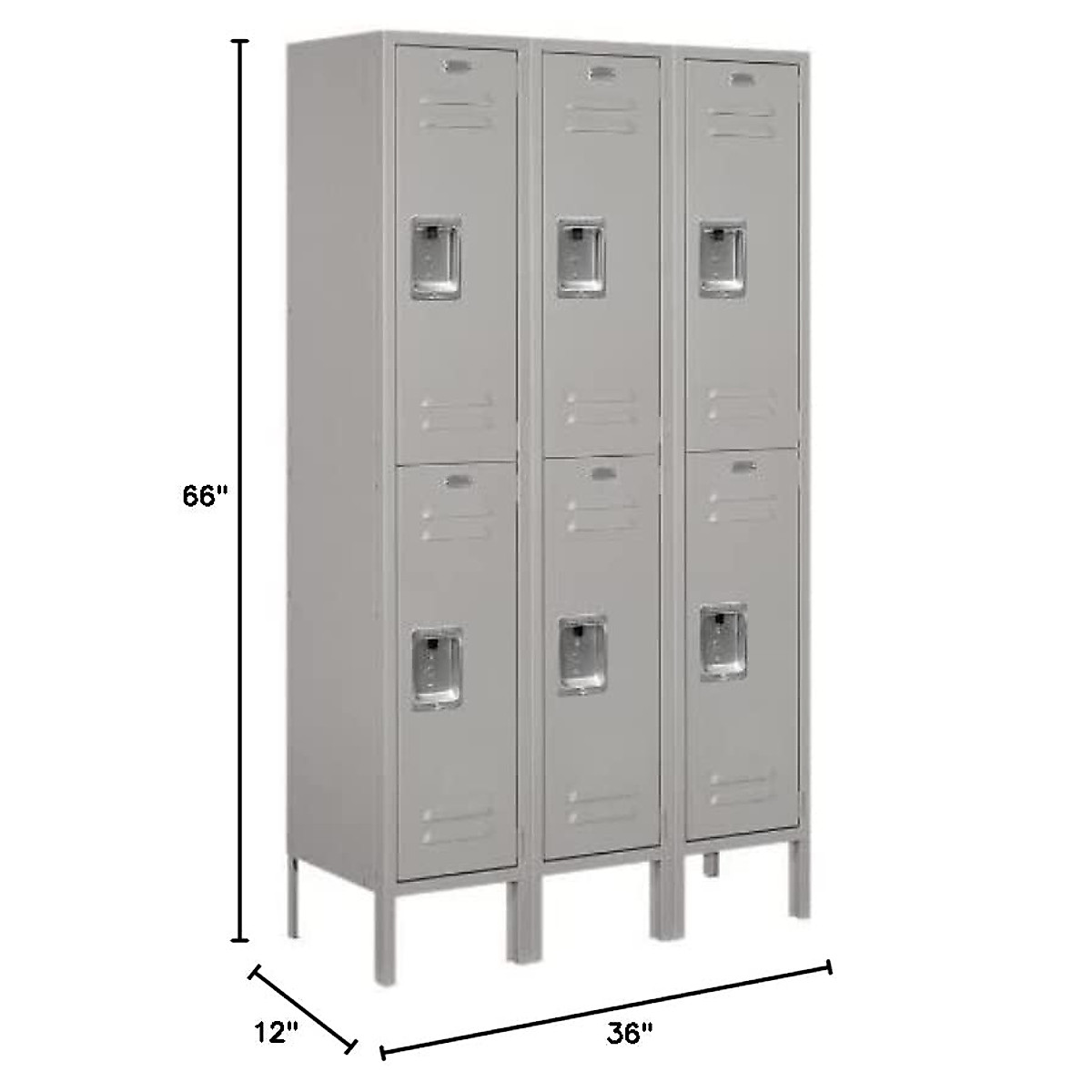 Salsbury Industries 62352GY-U Unassembled Standard Metal Locker with Double Tier, Gray