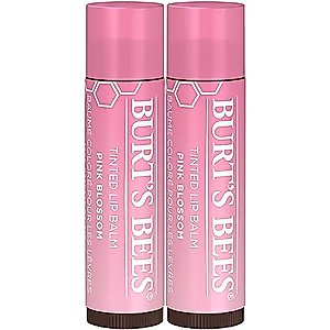 Burt's Bees Lip Balm, Tinted Moisturizing Lip Care for Women, for Dry Lips, 100% Natural, with Shea Butter, Pink Blossom (2 Pack)