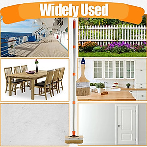 YUJOIBAN 7" Deck Stain Brush with Long Handle, 60" Extension Pole Deck Stain Applicator with 3" Paint Brushes Set, Stain Brushes for Painting Wood Deck, Masonry, Fence, Wall and Furniture