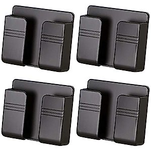 4PC Wall Mount Cell Phone Charging Holder, Black Adhesive Mobile Phone Wall Stand for Charger, Phone Holders for Shower Bed Wall