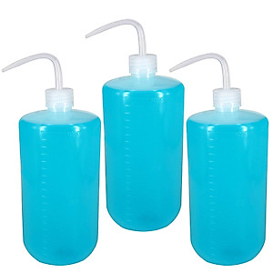 Belinlen 3Pcs 1000ml(33oz) Plastic Safety Lab Wash Bottle, Plastic Squeeze Bottle with Scale Labels and Narrow Mouth, Watering Bottle for Chemistry, Industry, Lab & Gardening(LDPE)