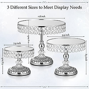Set of 6 Silver Cake Stands Round Metal Party Cake Stand Set with Crystal Edge Dessert Display Plate Cupcake Holder Stands for Wedding Party Birthday Baby Shower Anniversaries Celebration Home Decor