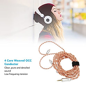 Earbuds Upgrade Cable, 2 Pin IEM Cable 0.78Mm Audio Aux Cord 1.2M 4 Core 2.5Mm Plug Silver Plated Replacement Headphone Cord, Single Crystal Copper Headphone Cable