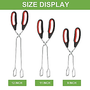 3 Pack Cooking Scissor Tongs Kitchen Baking Bread Food Tong Barbecue Grilling Tongs for Flipping Food Tool, 9/11/ 12 Inch