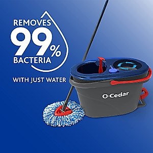 O-Cedar EasyWring RinseClean Microfiber Spin Mop & Bucket Floor Cleaning System with 4 Extra Refills,